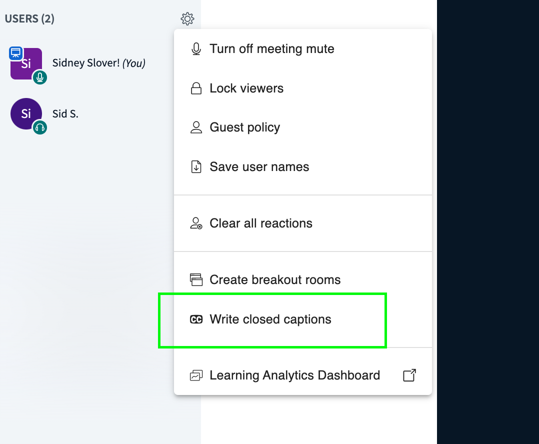 Real-Time Captioning (for Live Classes) in the Virtual Classroom ...